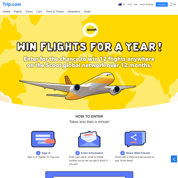 Win Twelve Scoot FlyBag Return Economy Flights - Trip.com Australia